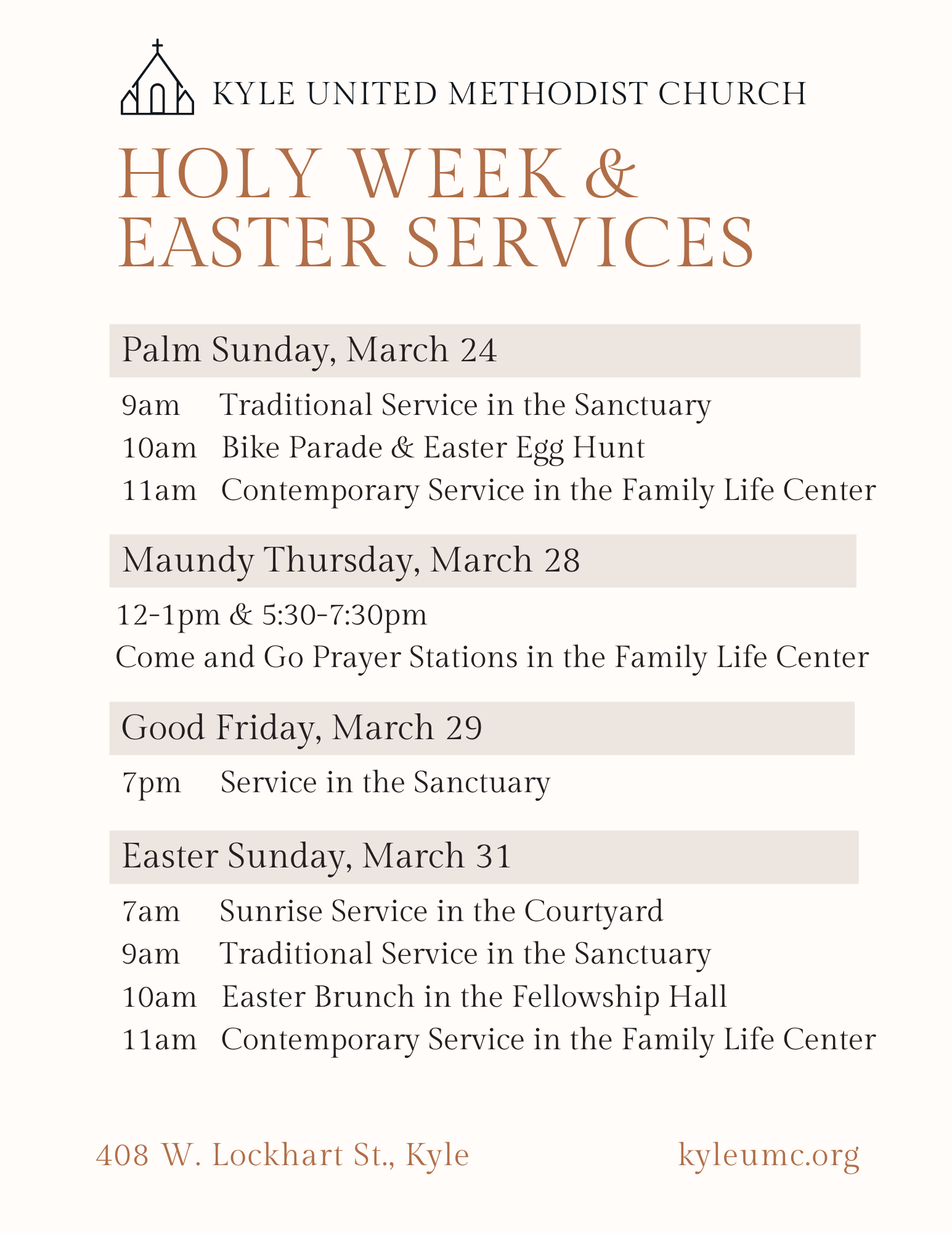 Holy Week and Easter 2024 – Kyle United Methodist Church